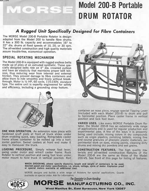 MORSE Model 200-B Portable Drum Rotator,