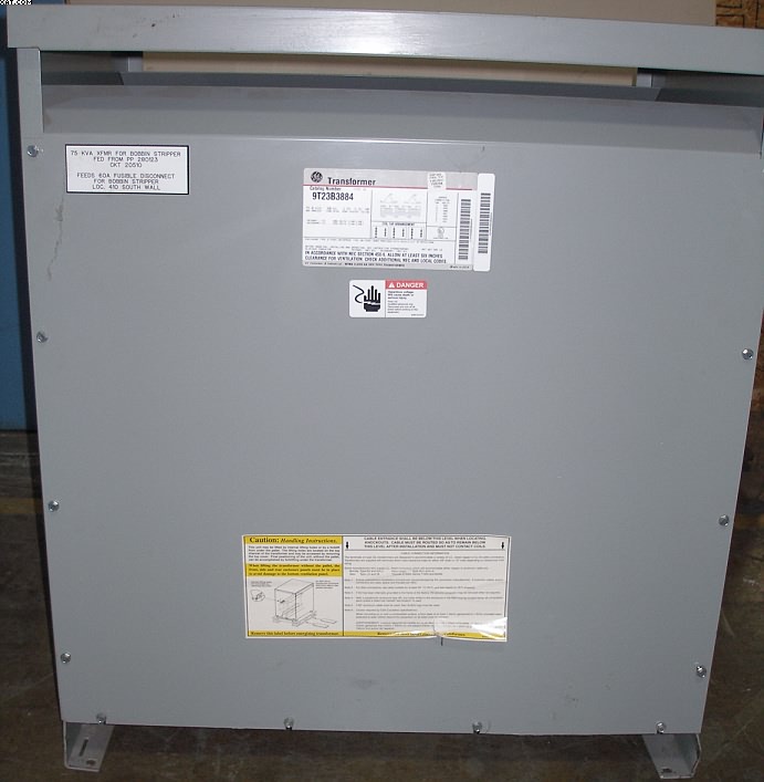 GENERAL ELECTRIC Step down transformer, 75 KVA,